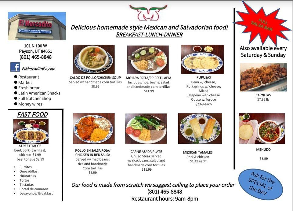 Menu at El Mercadito restaurant, Payson