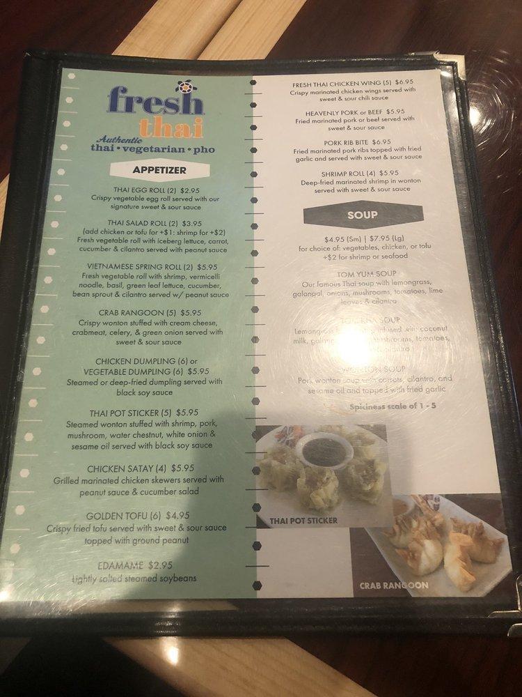 Menu at Fresh Thai restaurant, Little Elm
