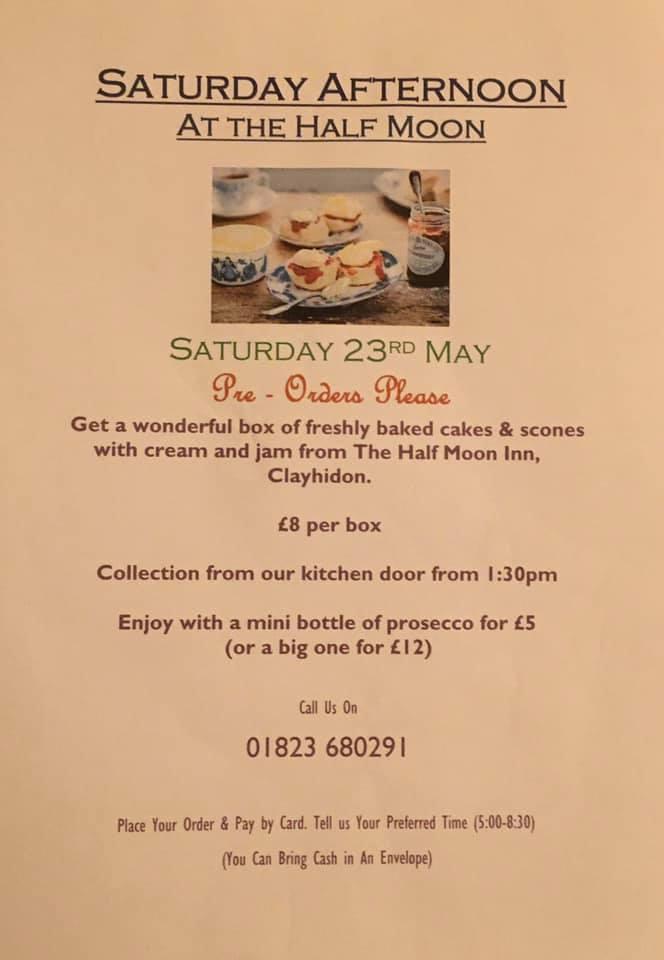 Menu at Half Moon Inn pub & bar, Clayhidon, Half moon inn