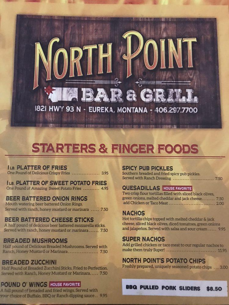 Menu at North Point Bar, Grill and Casino, Eureka