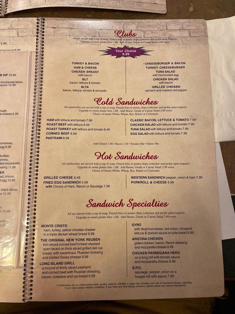 Menu at Prestige Diner, Vineland