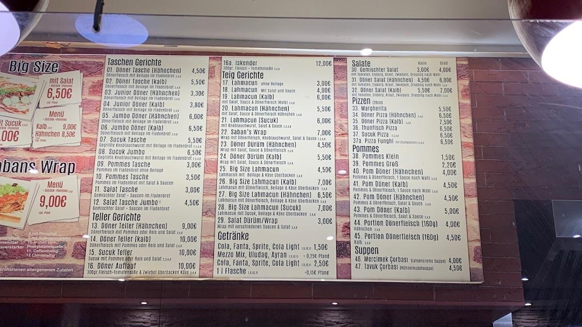 Speisekarte von Saban's Lünen pub & Bar, Lünen