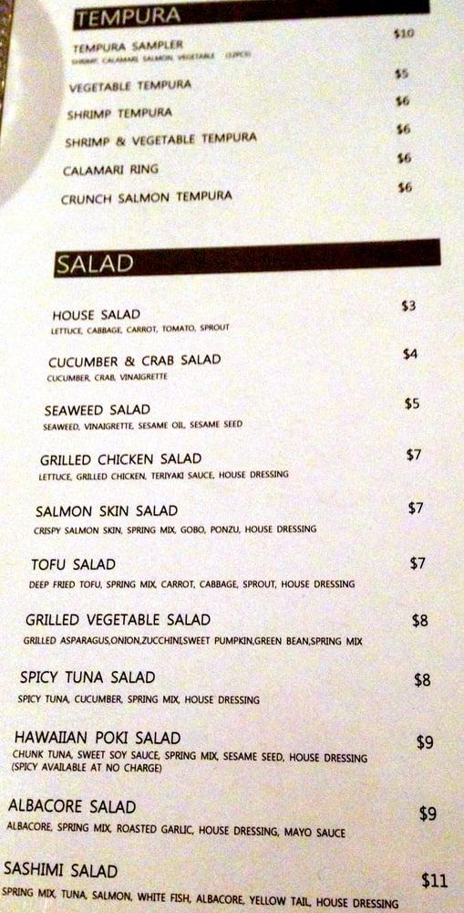 Menu at Sushi Kara restaurant, Long Beach