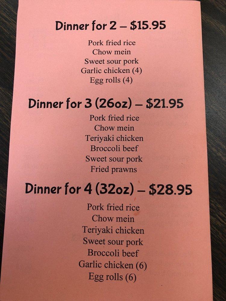 Menu at Sherman's #3 Chinese Buffet restaurant, Stockton