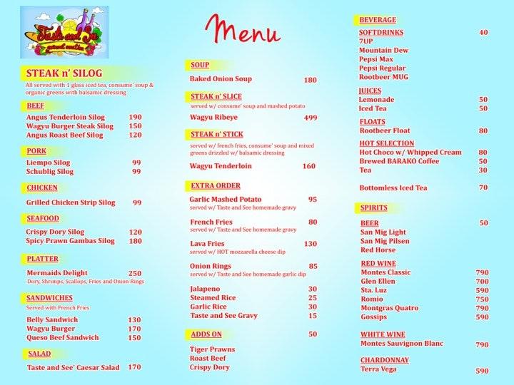 Menu at Taste And See Gourmet Creation steakhouse, Parañaque