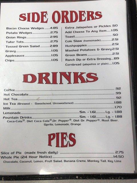 Menu at Hamburger King restaurant, Shawnee