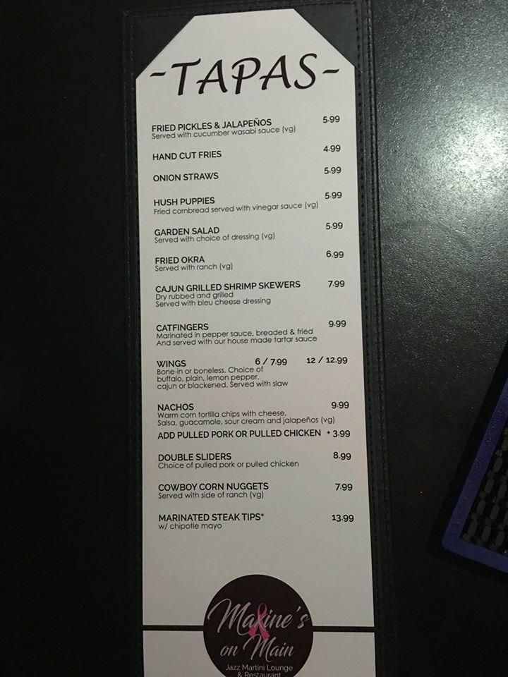 Menu at Maxine's On Main restaurant, Waterbury, 23 East Farm Street ...