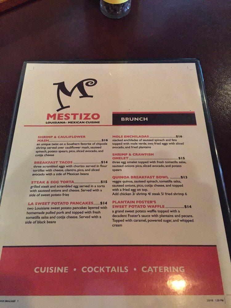 Menu at Mestizo Louisiana Mexican Cuisine restaurant, Baton Rouge, S ...