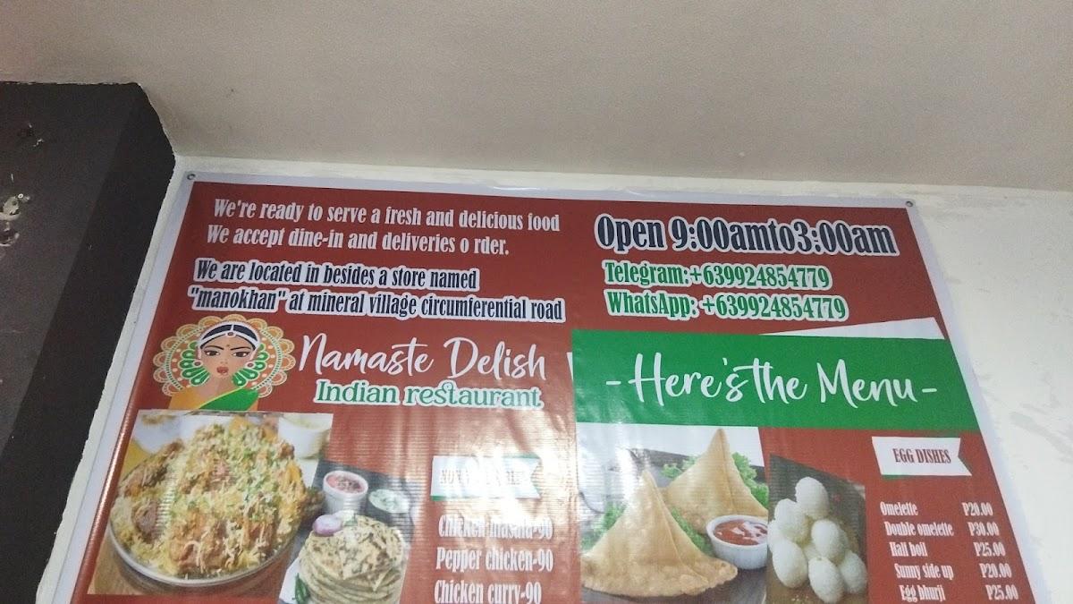 Menu at Namaste delish restaurant, Davao City