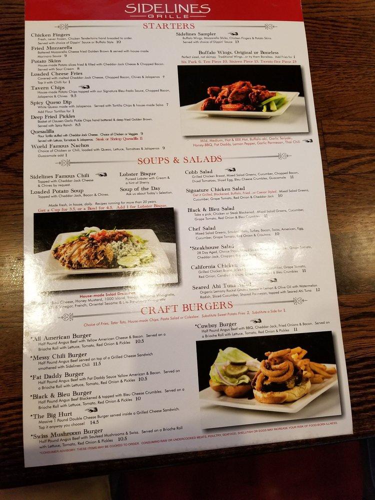 Menu at Sidelines Grille pub & bar, Woodstock, 300 Village Center Dr