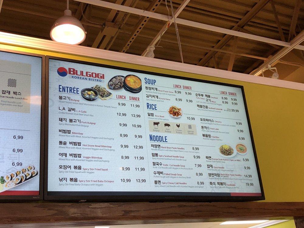 Menu at Bulgogi Korean Bistro restaurant, Edmond