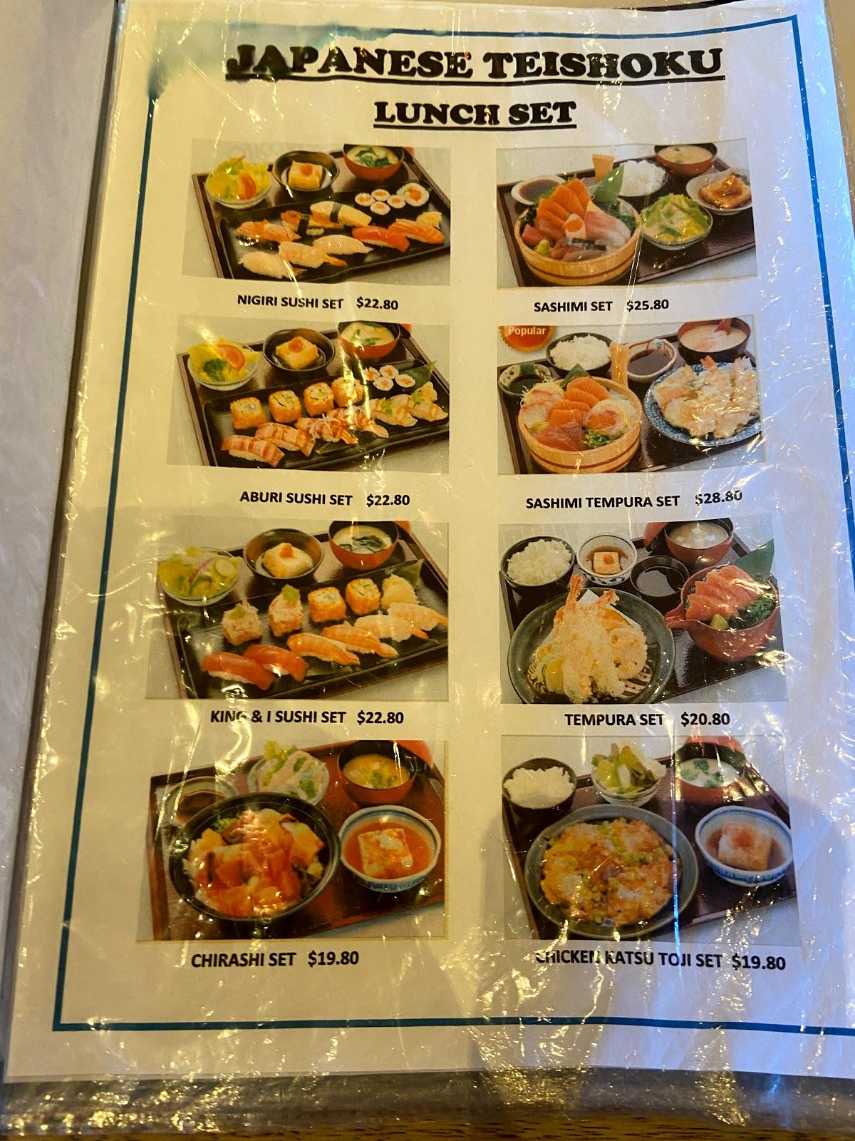 Menu at Masuya Suisan restaurant, Haymarket