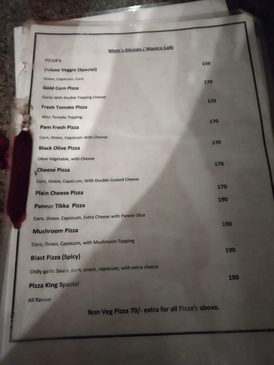 Menu at Mom's Kitchen, Kasauli