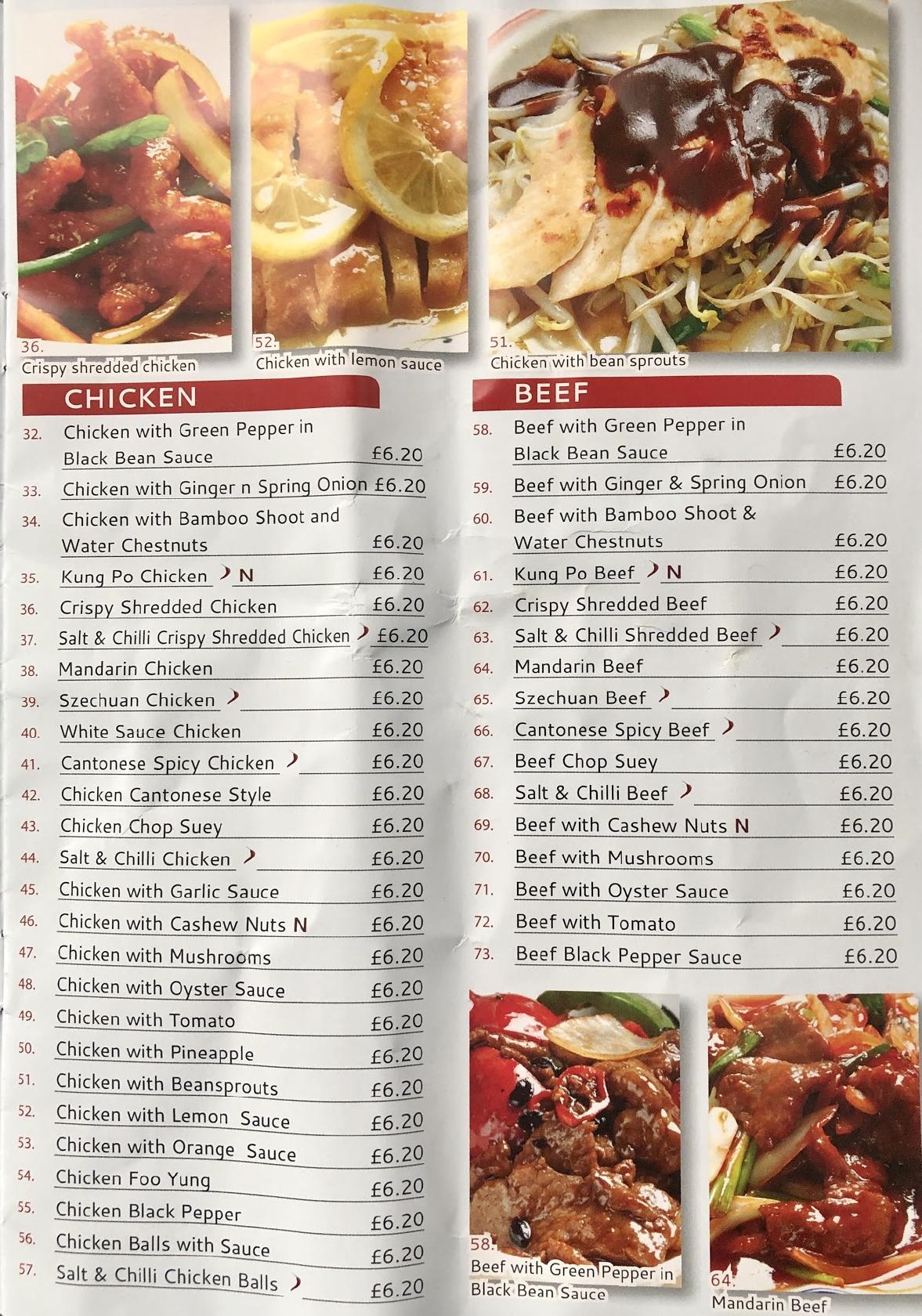 Menu at Tao Chinese takeaway fast food, Motherwell