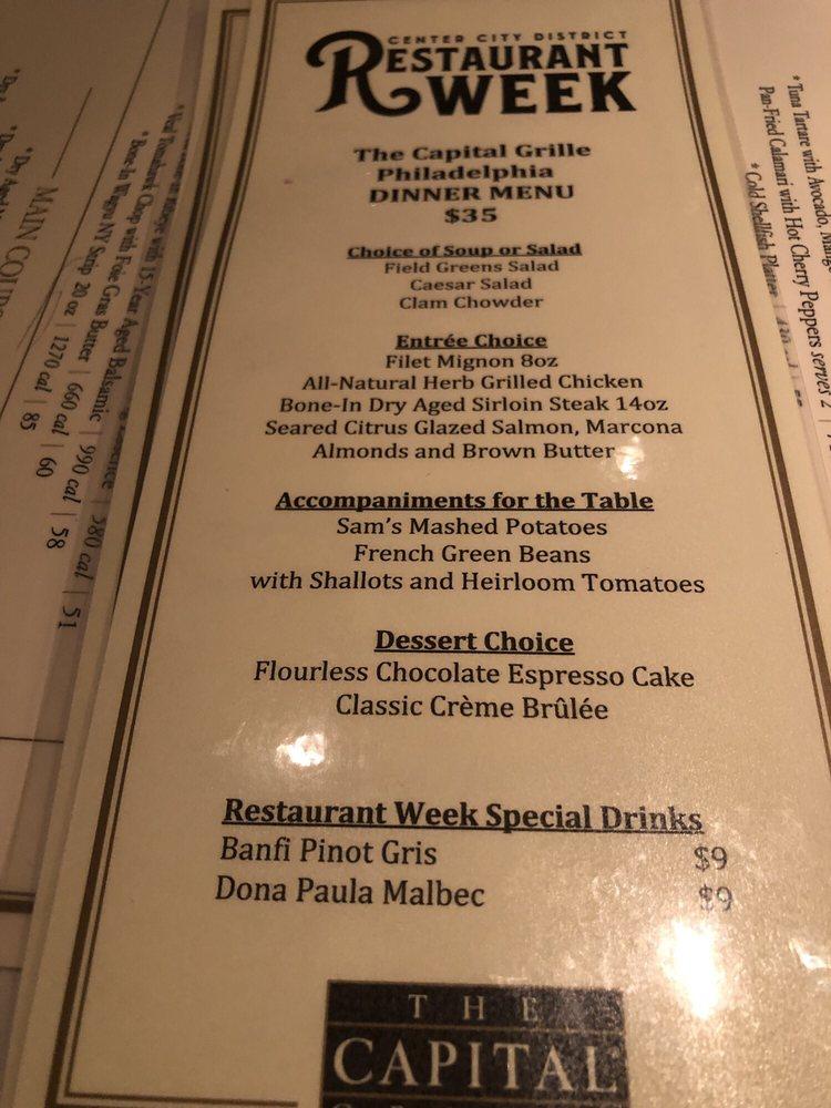 Menu at The Capital Grille pub & bar, Philadelphia