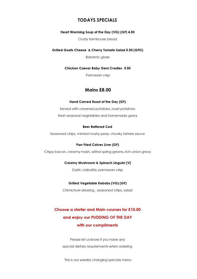 Menu at The Fish at Wixford pub & bar, Alcester