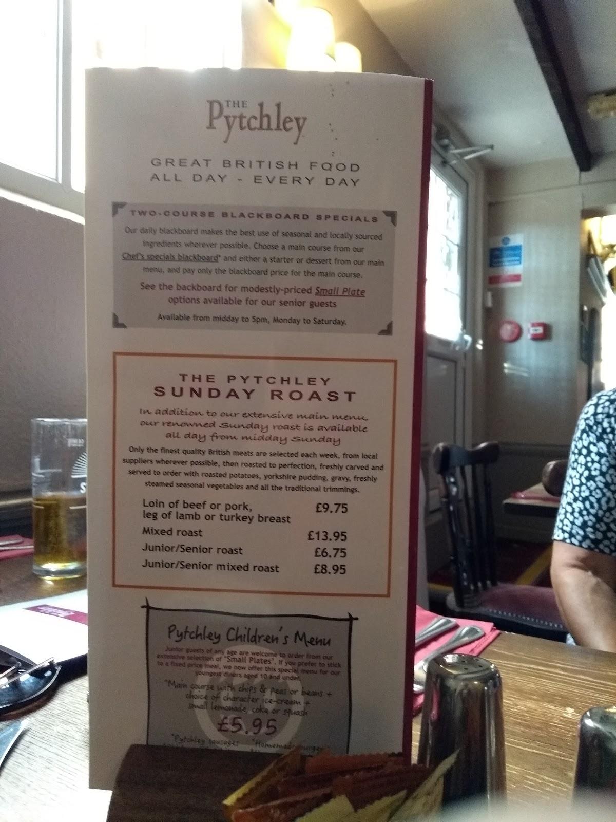 Menu at The Pytchley Inn pub & bar, West Haddon