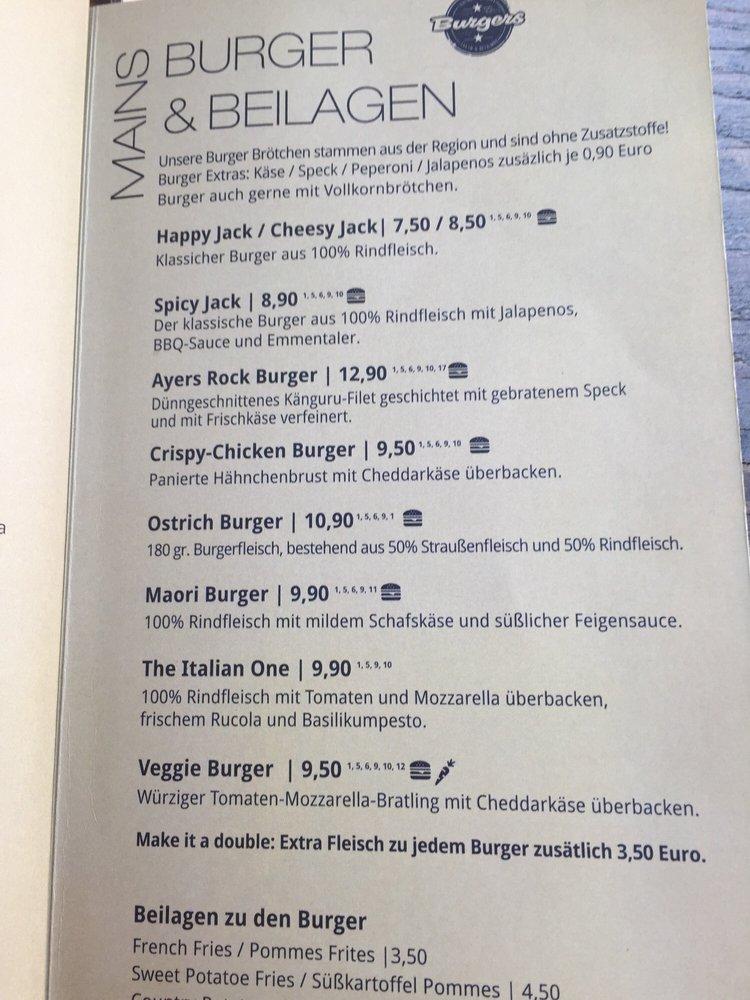 Speisekarte von Australian Bar & Kitchen, Nürnberg