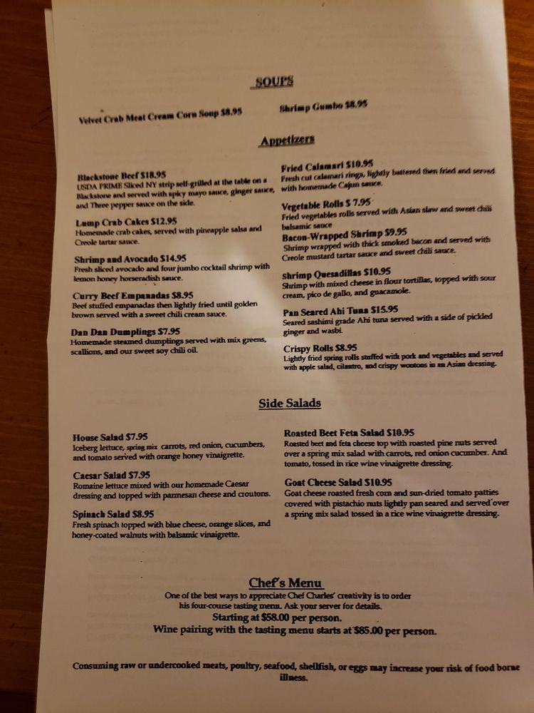 Carta del restaurante Blackstone Grille, Jacksonville