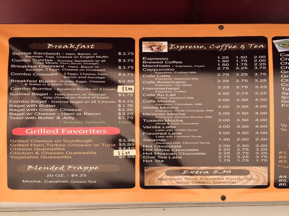 Menu at Cafe Aero, San Diego, Aero Dr