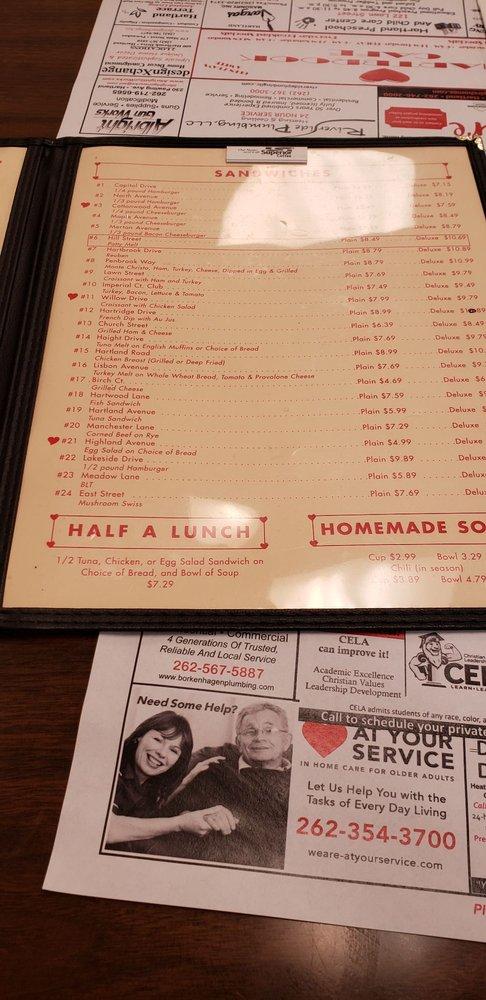 Menu at HB Cafe, Hartland, 600 Hartbrook Dr
