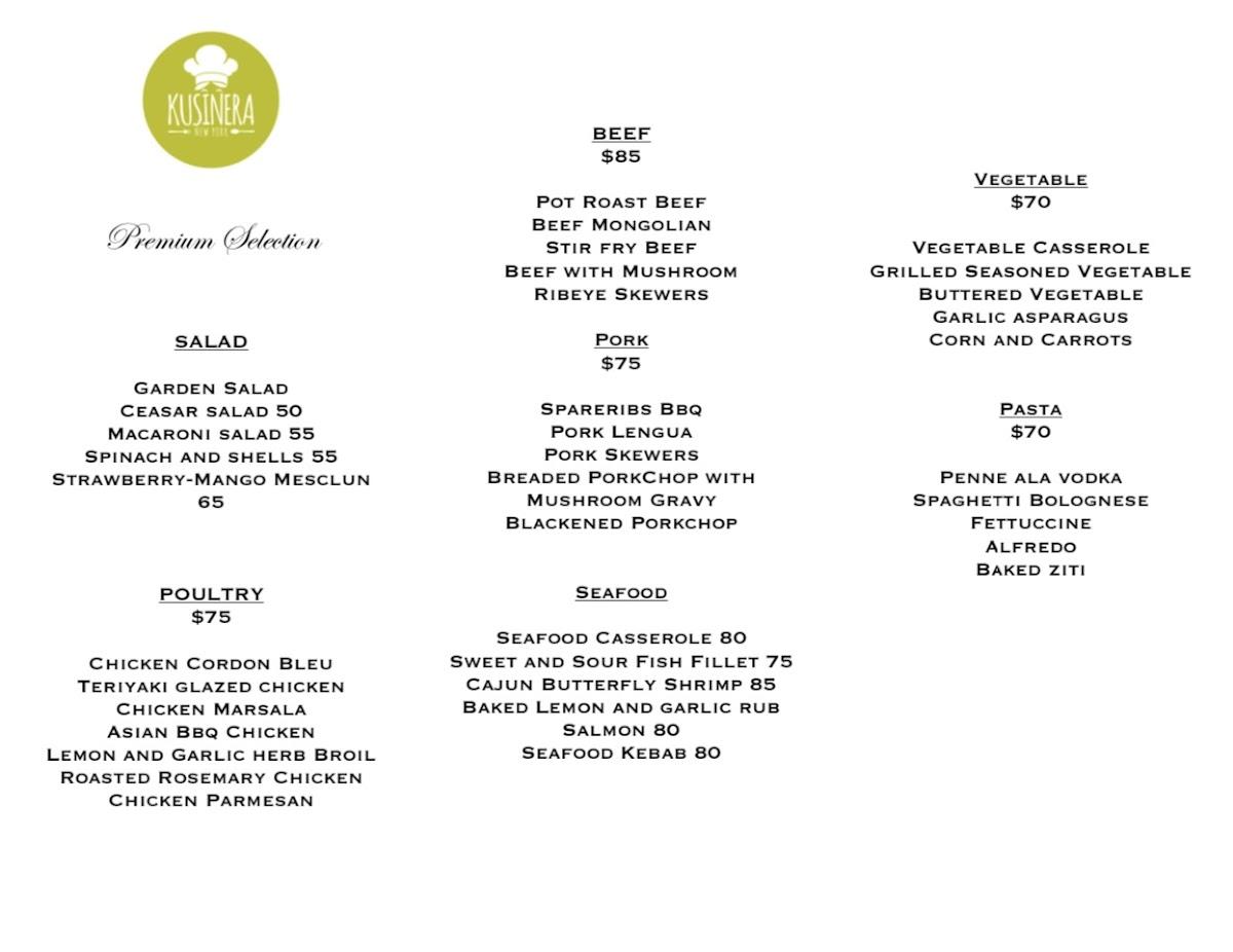 Carta del restaurante Kusinera Traditional Filipino Cuisine, East Meadow
