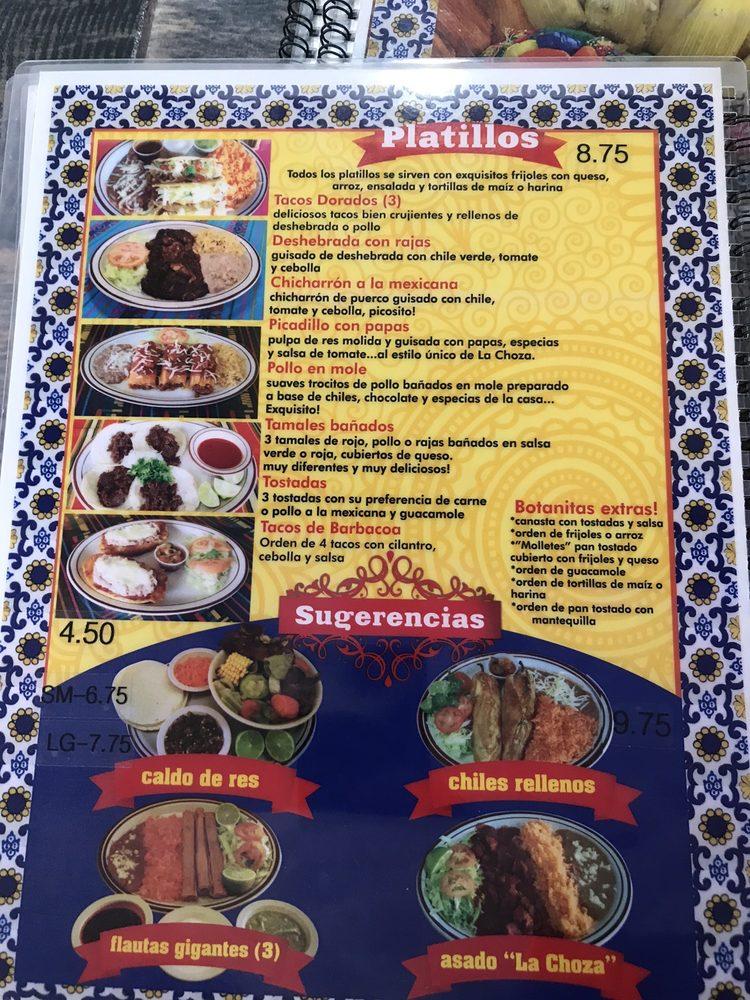 Carta del restaurante La Choza Menudazo & Tamalotes #2, El Paso