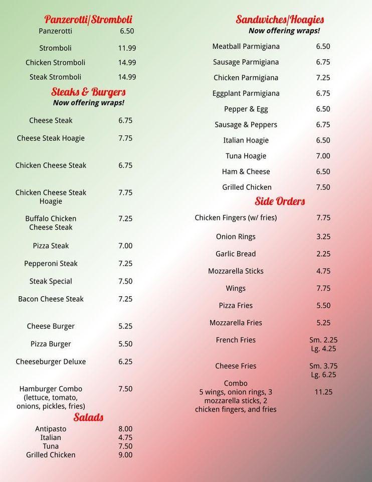 Menu at Milano Pizza pizzeria, Bellmawr