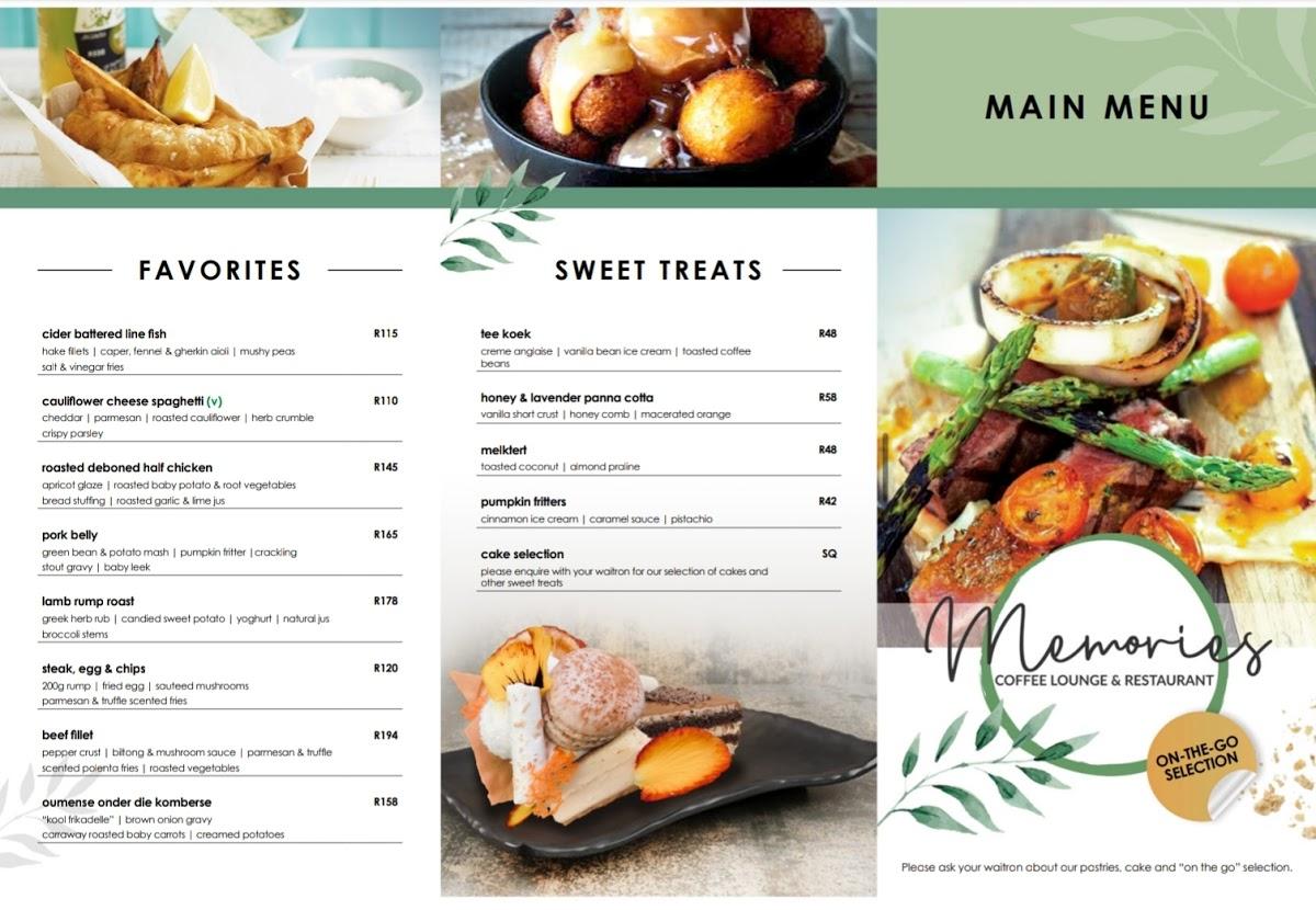 Menu at Memories Coffee Lounge & Restaurant, Pretoria
