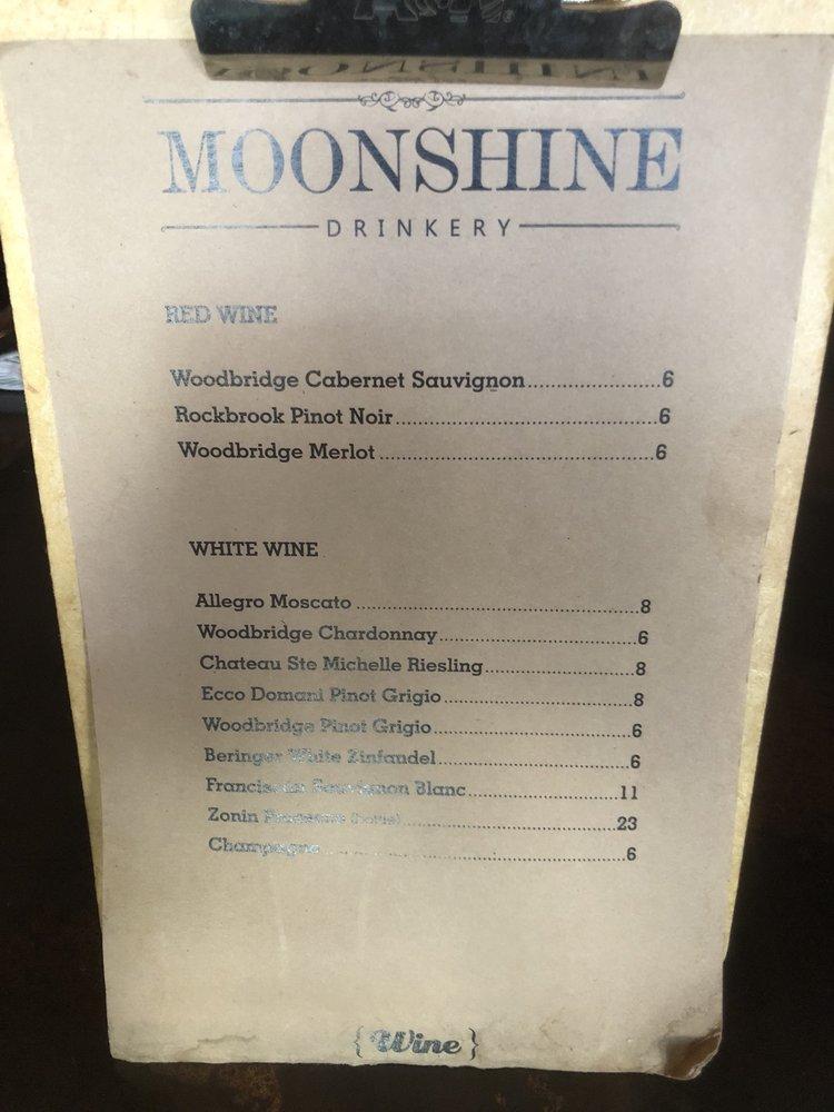 Menu at Moonshine Drinkery pub & bar, Victoria
