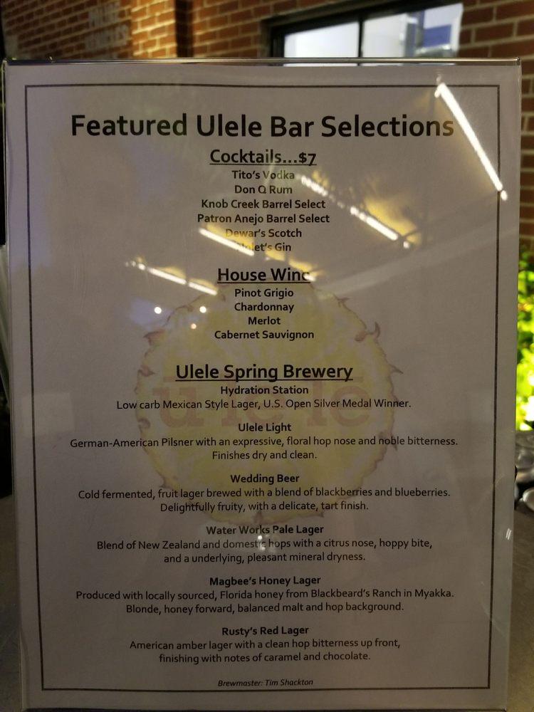 Menu at Ulele restaurant, Tampa, N Highland Ave