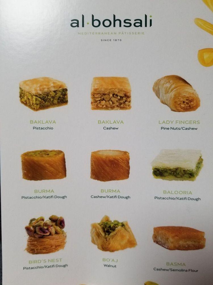 Carta del postres Al Bohsali, Tysons Corner
