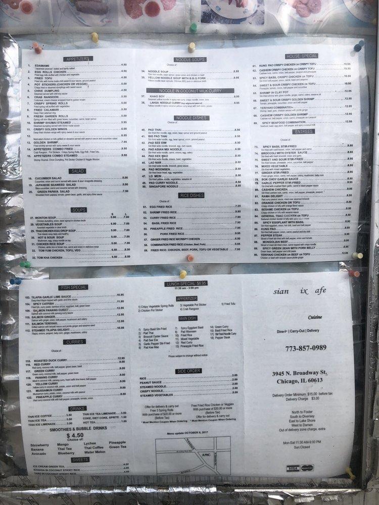 Menu at Asian Mix restaurant, Chicago