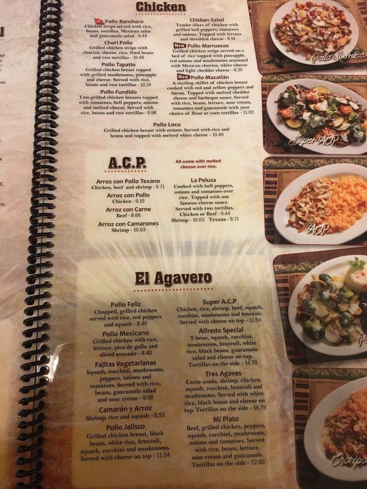 Menu at El Agavero Mexicano restaurant, Mount Airy