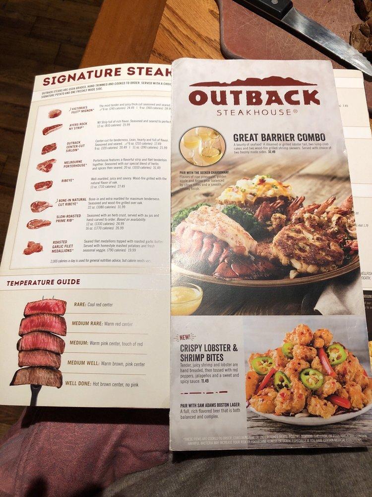 Menu at Outback Steakhouse, Milpitas