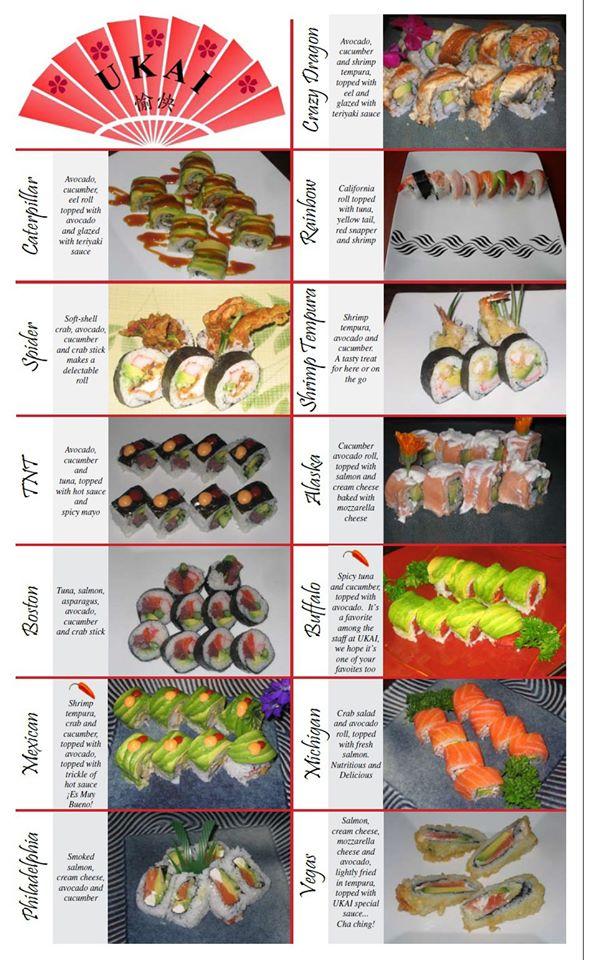 Menu at Ukai Hibachi Grill & Sushi Bar, Lansing