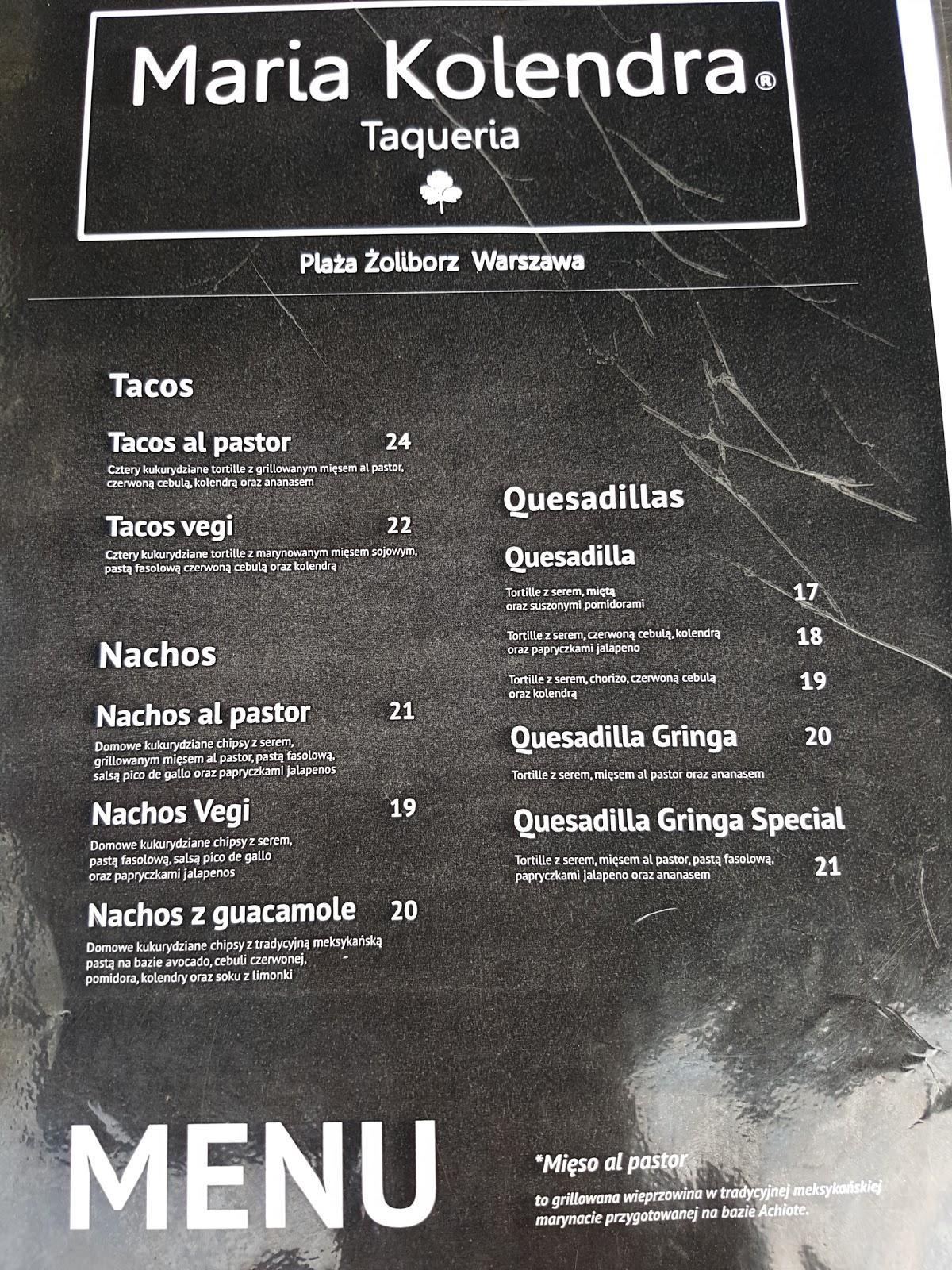 Carta de Boogaloo Beach Bar, Varsovia
