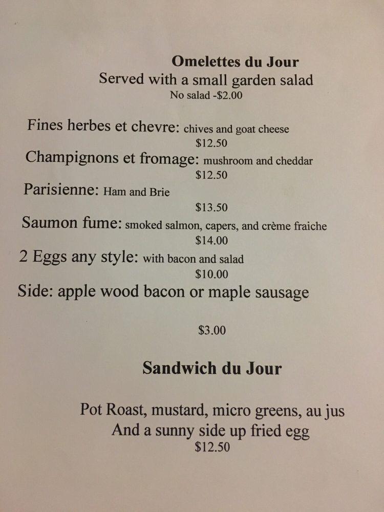 Menu at Café Lutécia cafe, Philadelphia