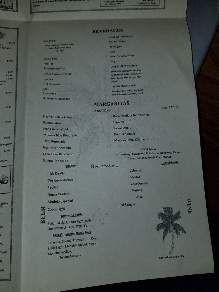 Menu at Isla Bonita Mexican Restaurant, Richland