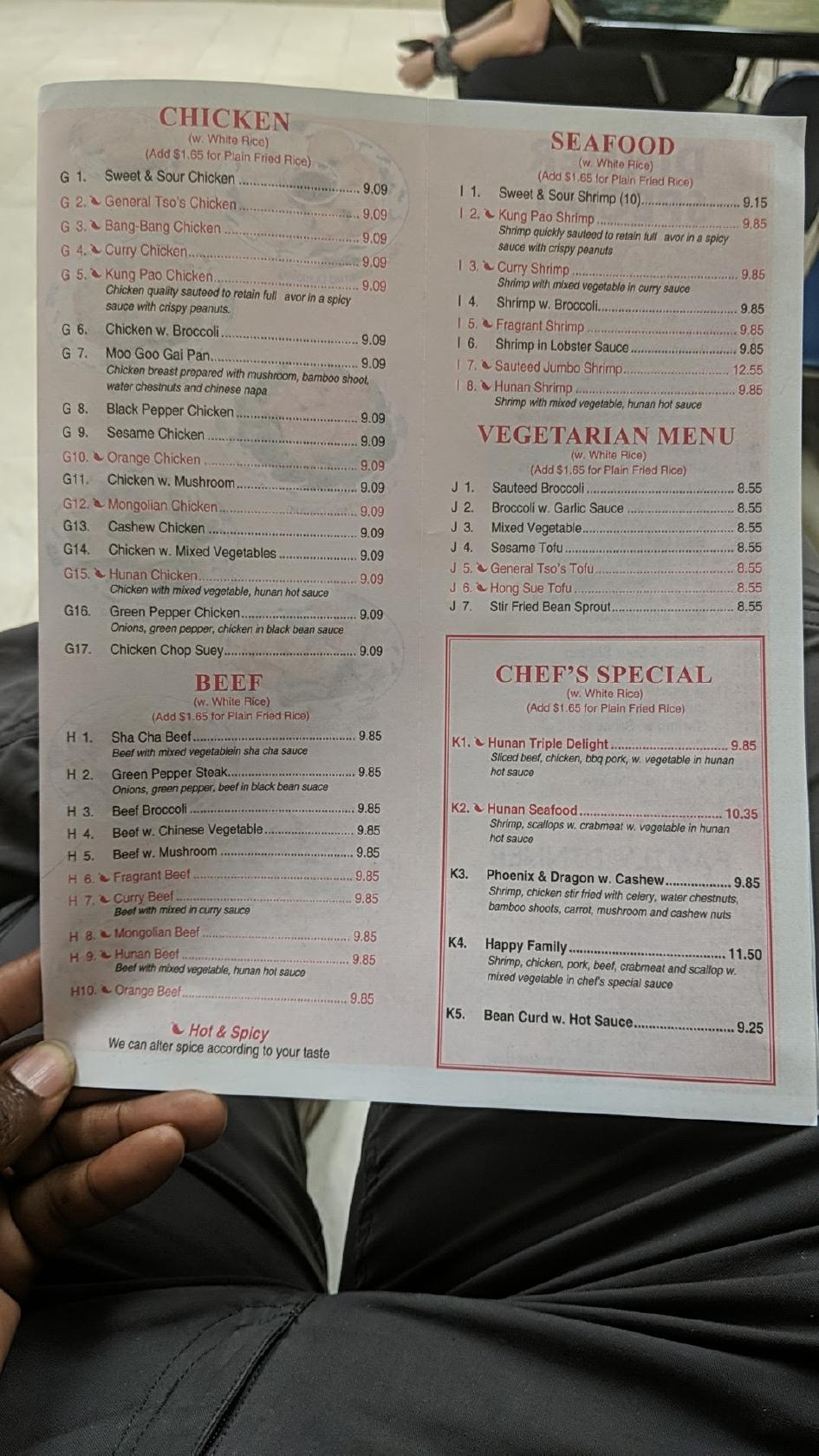 Menu at NAM KING RESTAURANT, Memphis, Austin Peay Hwy #3