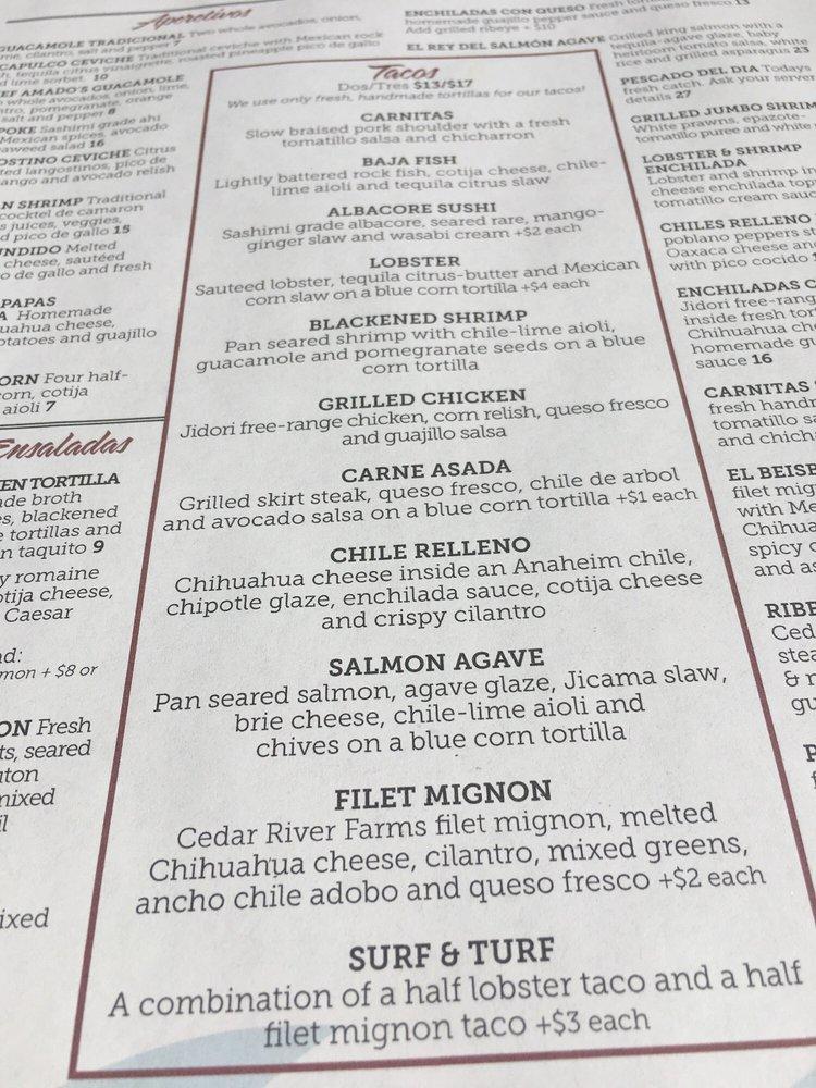 Menu at Ola Mexican Kitchen restaurant, Huntington Beach