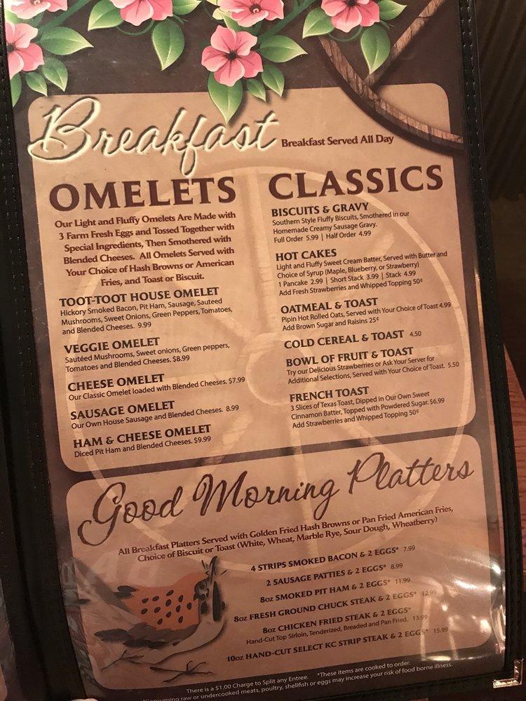 Menu at Toot-Toot Restaurant & Lounge, Bethany
