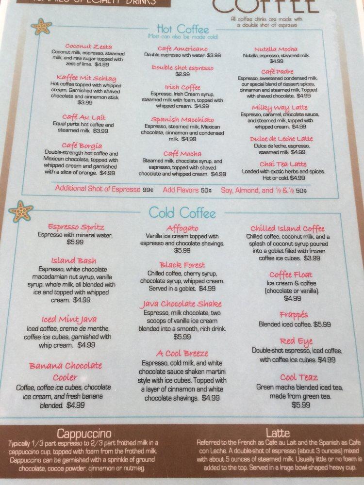 Menu at Yummies Bistro cafe, South Padre Island