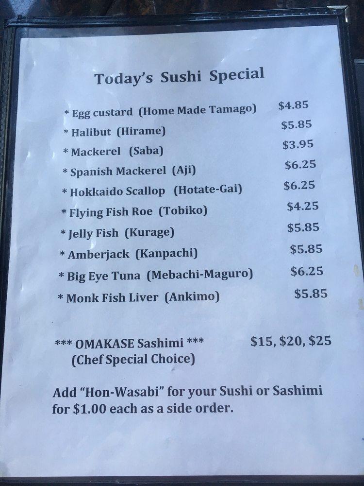Menu at Cho Cho San Restaurant, Thousand Oaks
