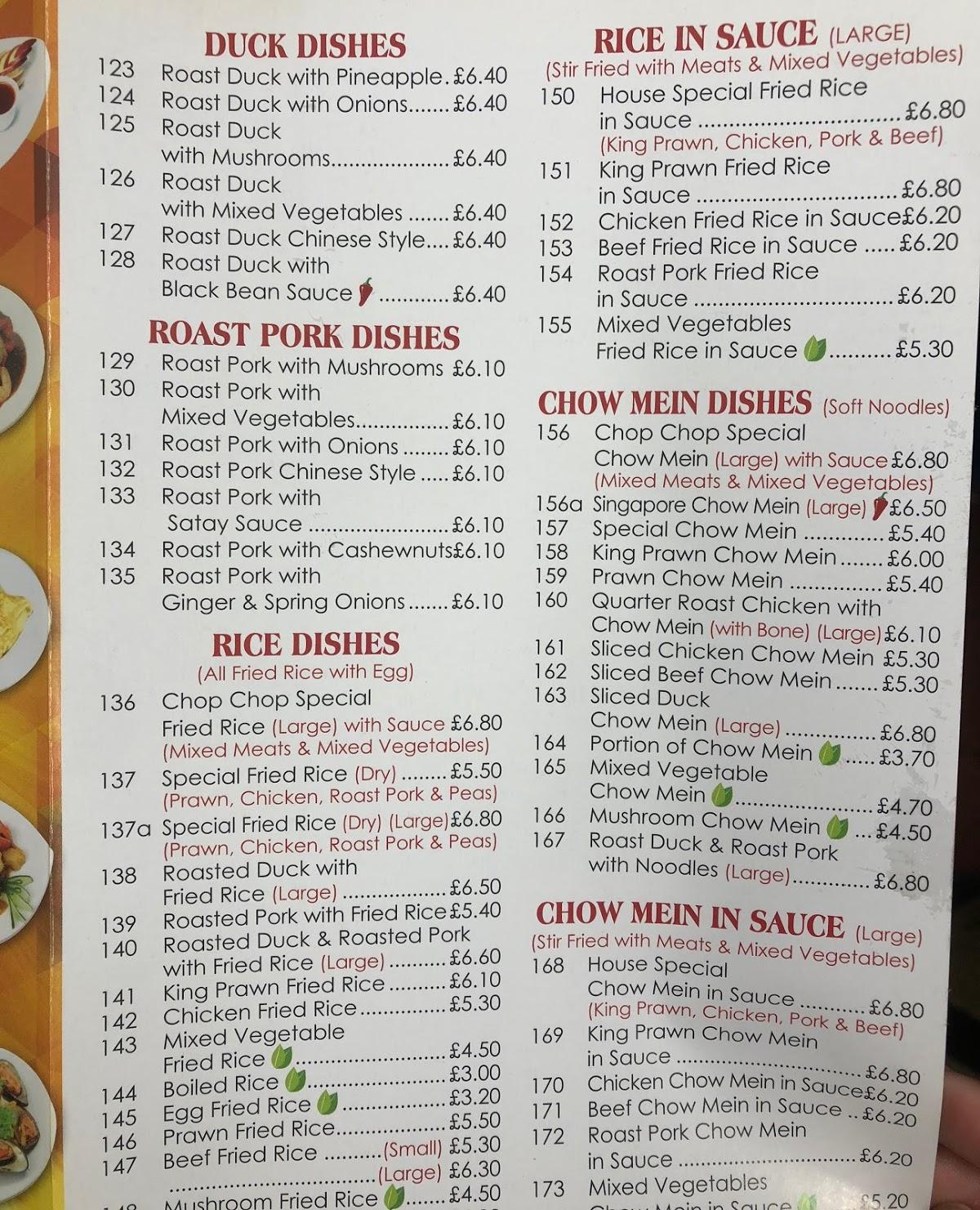 Menu at Chop Chop Chinese Takeaway restaurant, Canterbury