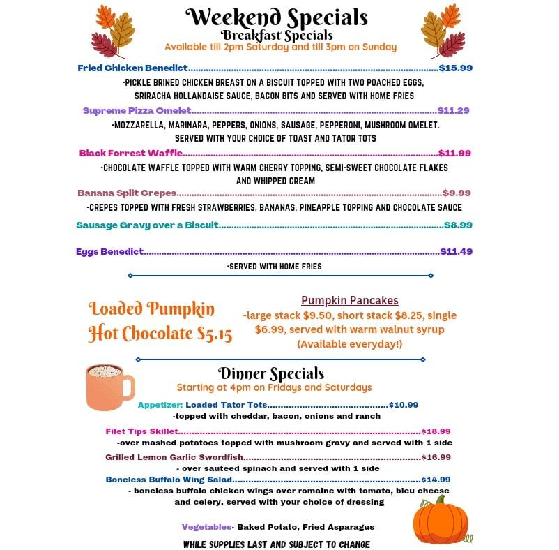 Menu at Energy Station restaurant, Harleysville