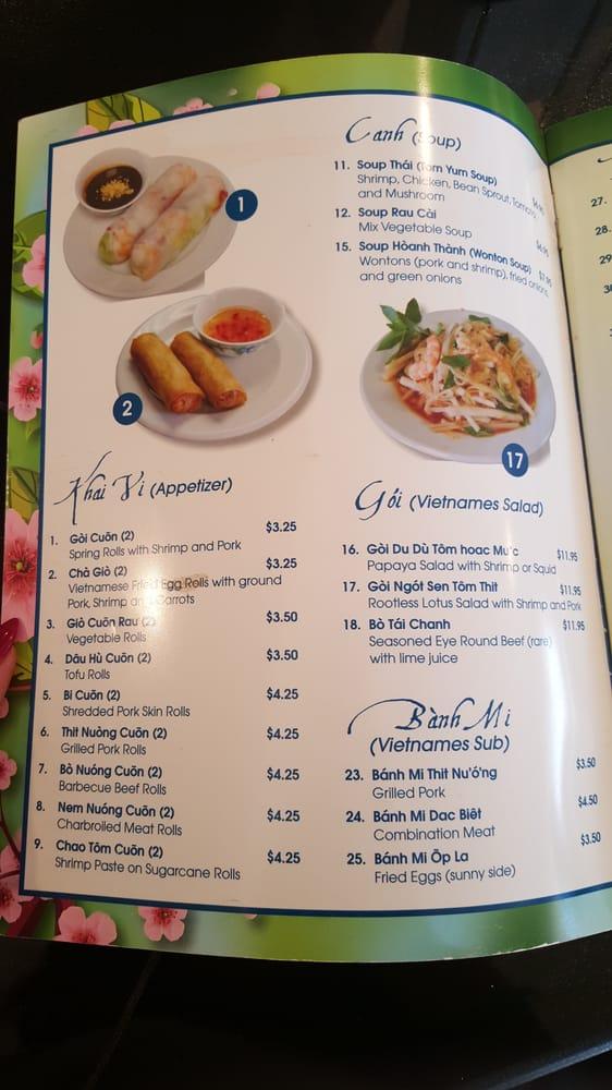 Menu at Phở Ly Ly restaurant, New Iberia