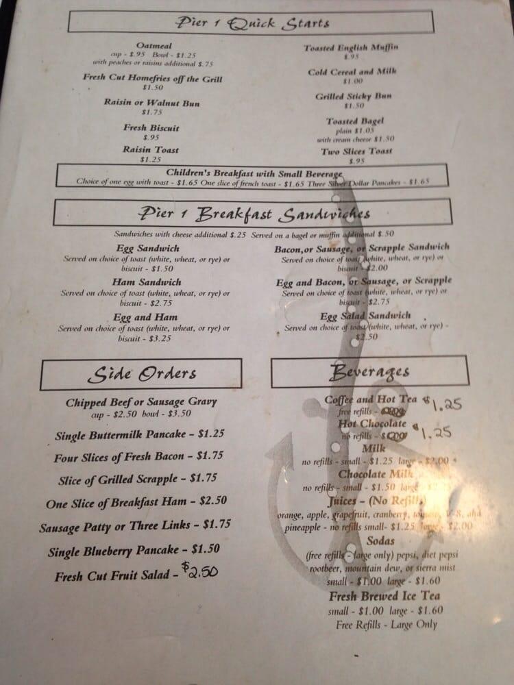 Menu at Pier 1 Restaurant, North East