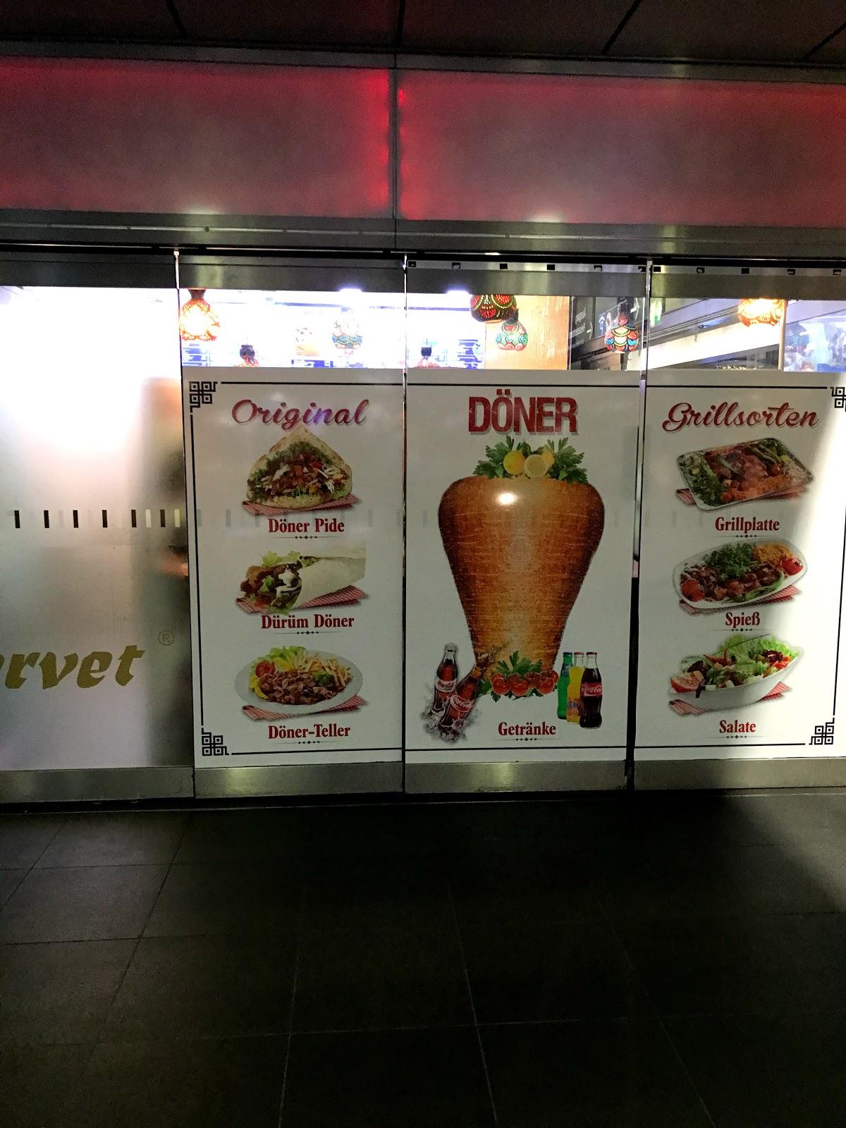 Menu at Fatih Servet Döner fast food, Berlin, Europaplatz 1 Hauptbahnhof