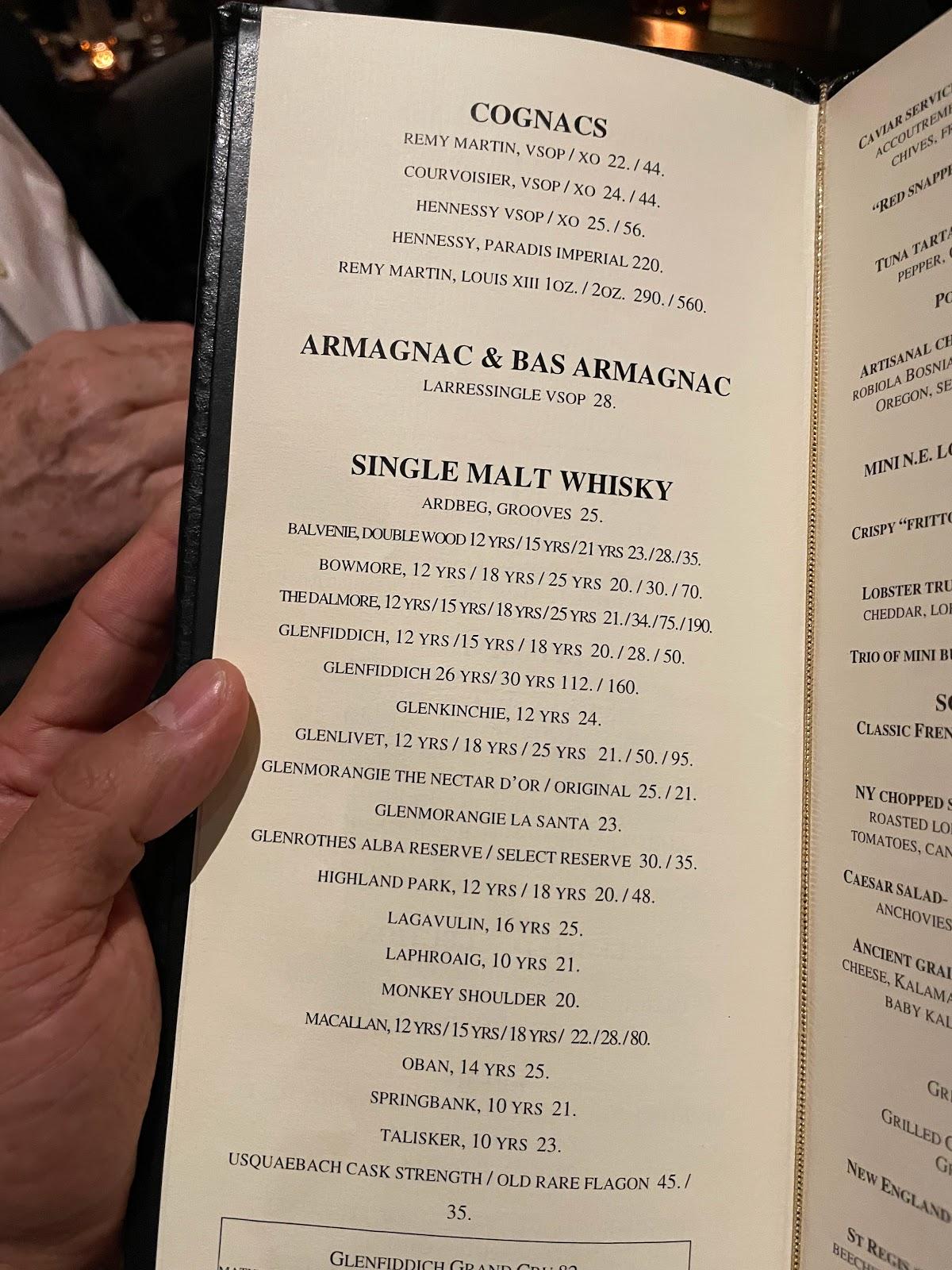 Menu at King Cole Bar, West New York, Two E 55th St